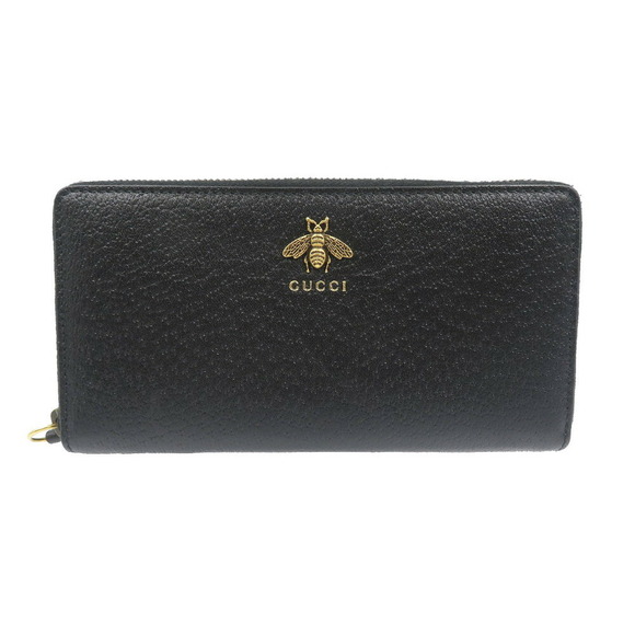 Gucci | Bags | Gucci Animalier Bee Leather Black Long Wallet | Poshmark
